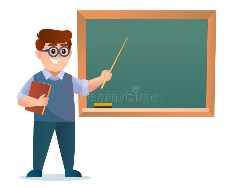 Cute Male Teacher with Blackboard Illustration Stock Vector ...