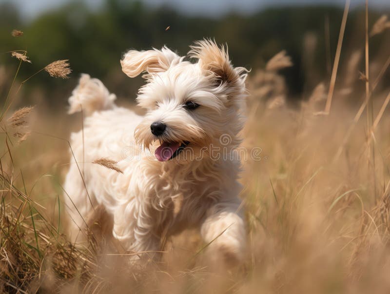 Cute Maltese Dog Running in the Field. Selective Focus. Made with ...