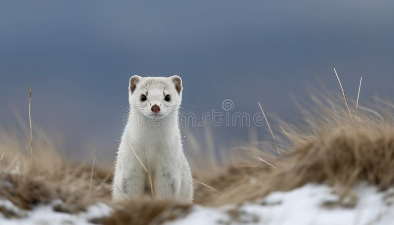 Cute Mammal Sitting in Snow, Staring at Camera, Whiskers Twitching ...