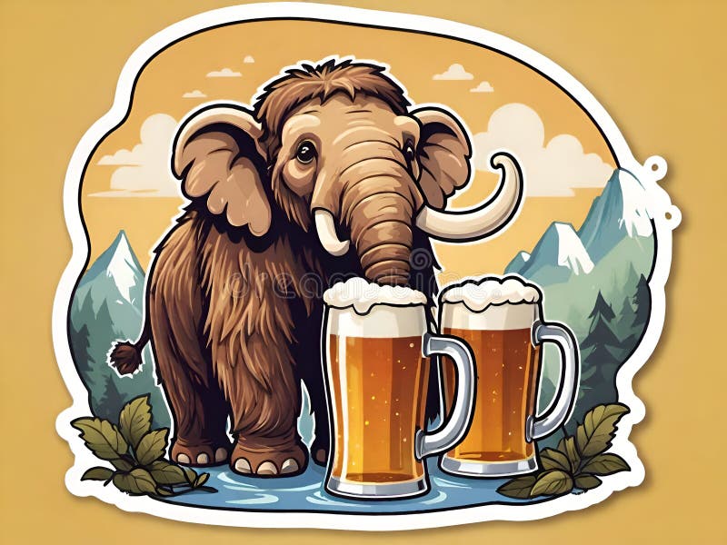 Mammoth Elephant Drinking Beer in Celebration Stock Illustration ...