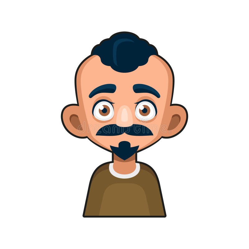 Cute Man Character with Mustache. Cartoon Style Userpic Icon Stock ...