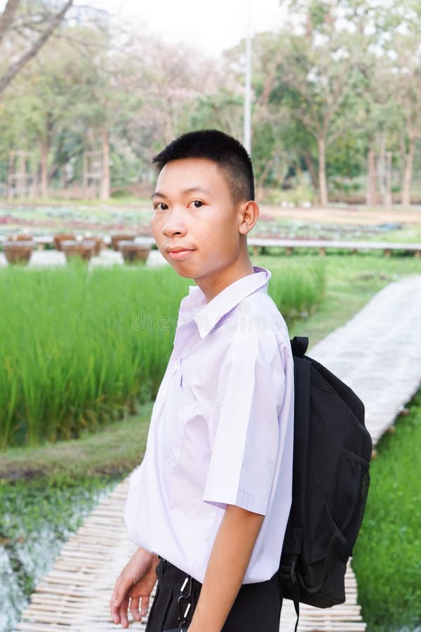 Cute man in nature garden stock photo. Image of asia - 179692510