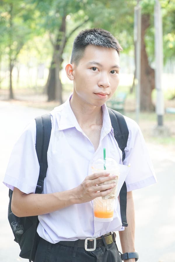 Cute man in nature garden stock image. Image of cheerful - 251495789