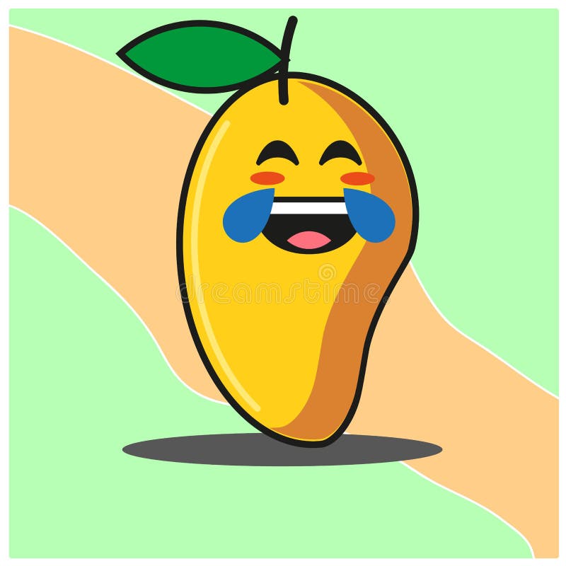 Cute Mango Fruit Cartoon Happy with Smiling Eyes Tears of Joy Face ...