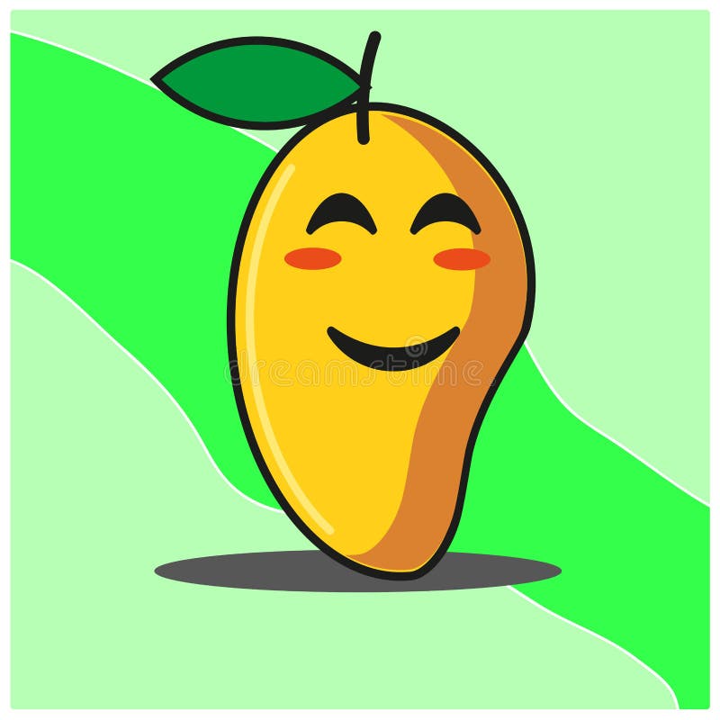 Cute Mango Fruit Cartoon Face Mascot Character Vector Design Stock ...