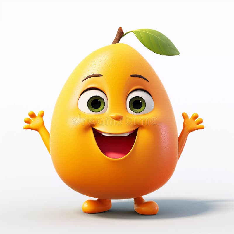 Cute Mango Happy Cartoon Character Stock Illustration - Illustration of ...