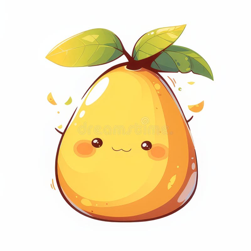 Cute Mango Mascot Isolated on a White Background Stock Illustration ...