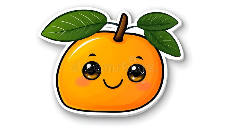 Cute Mango Sticker Design with Happy Expression Stock Illustration ...