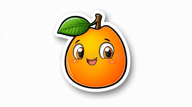 Cute Mango Sticker Design with Happy Expression Stock Illustration ...