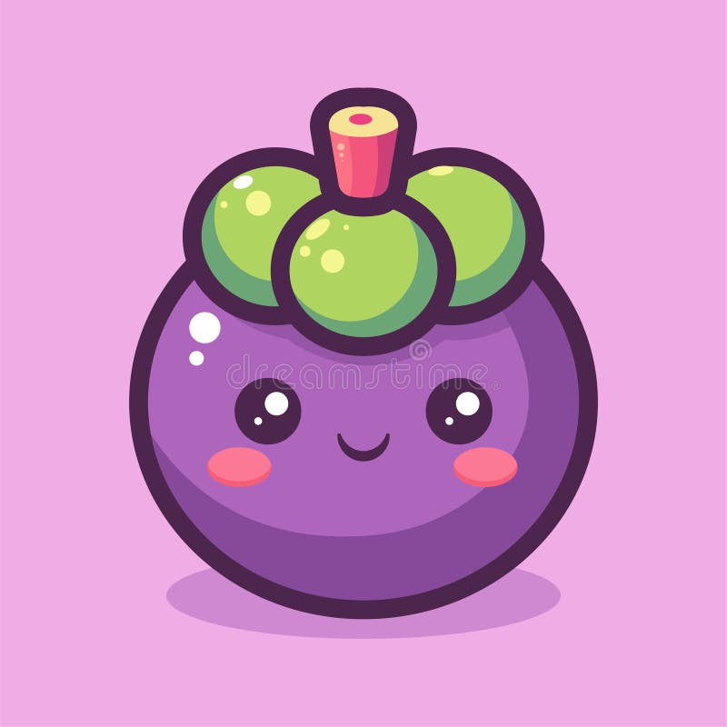 Cute Mangosteen Fruit, Cartoon Vector Illustration Stock Vector ...