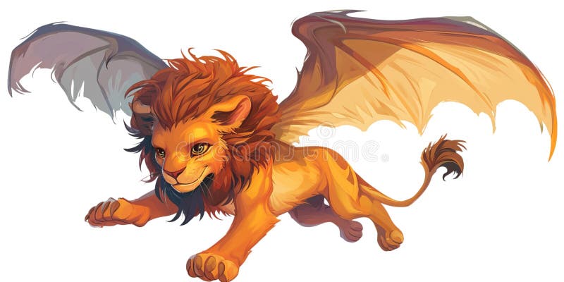 Cute Manticore Isolated on White Background. Stock Photo - Image of ...