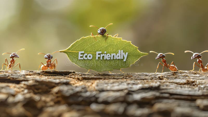 Cute Many Ants and Leaf with the Message "Eco Friendly" on Them ...