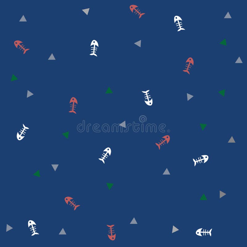 The Fish Bone on Blue Background and Texture. Stock Illustration ...