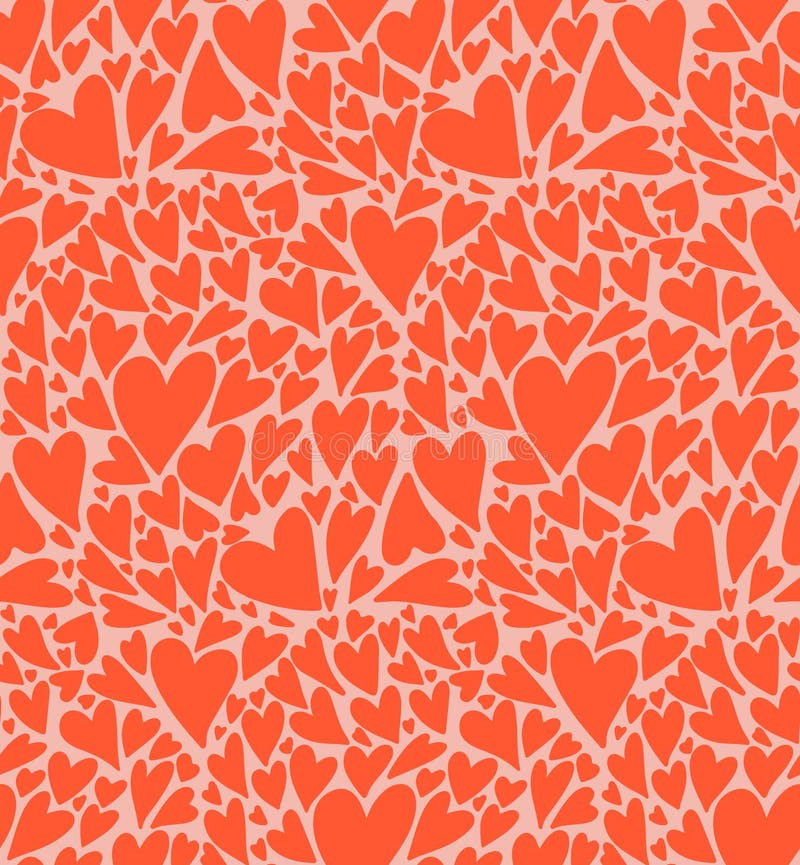 Cute Many Red Hand Drawn Hearts Mosaic Seamless Pattern Vector ...
