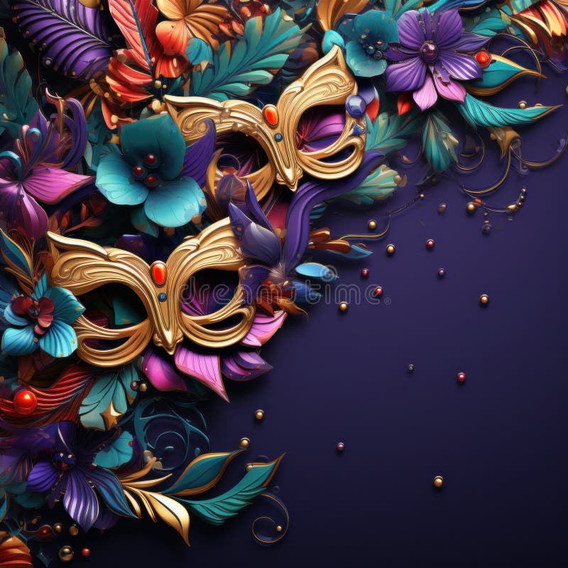 Cute Mardi Gras Carnival Poster Template with Copy Space Stock Photo ...