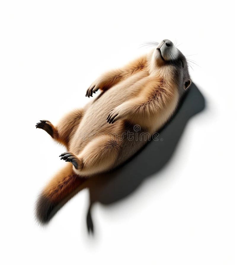 A Cute Marmot Sleeping on Its Back Stock Photo - Illustration of friend ...