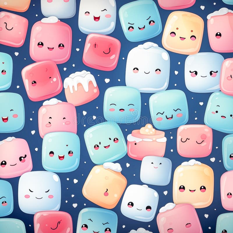 Cute marshmallow pattern stock illustration. Illustration of character ...
