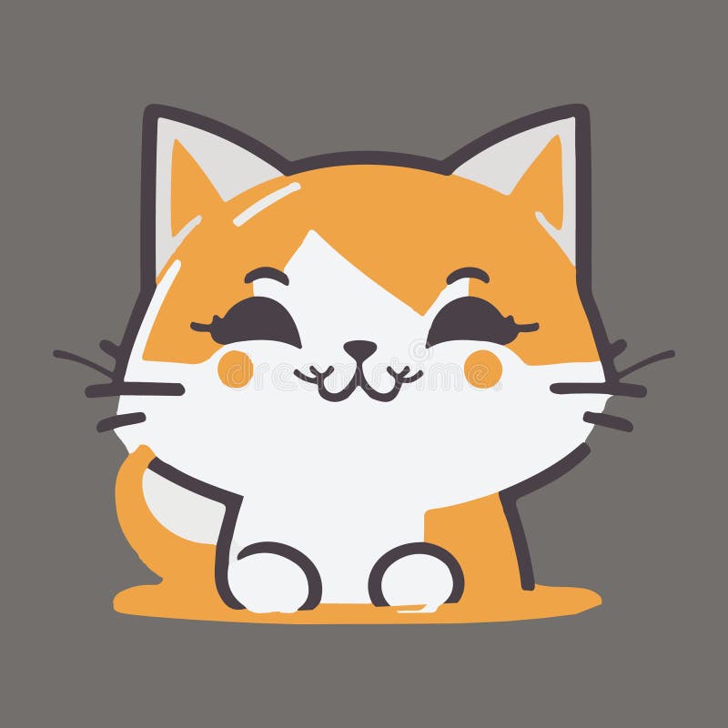A Cute Mascot Cat Logo Simple Vector Art. Stock Vector - Illustration ...