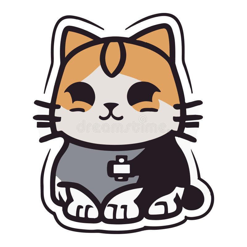 A Cute Mascot Cat Logo Vector Art Flat Design. Stock Vector ...