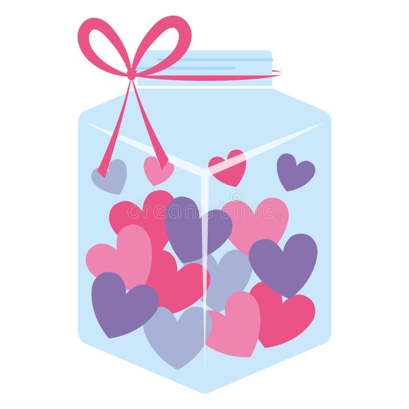 Cute Mason Jar with Love Hearts Stock Vector - Illustration of ...