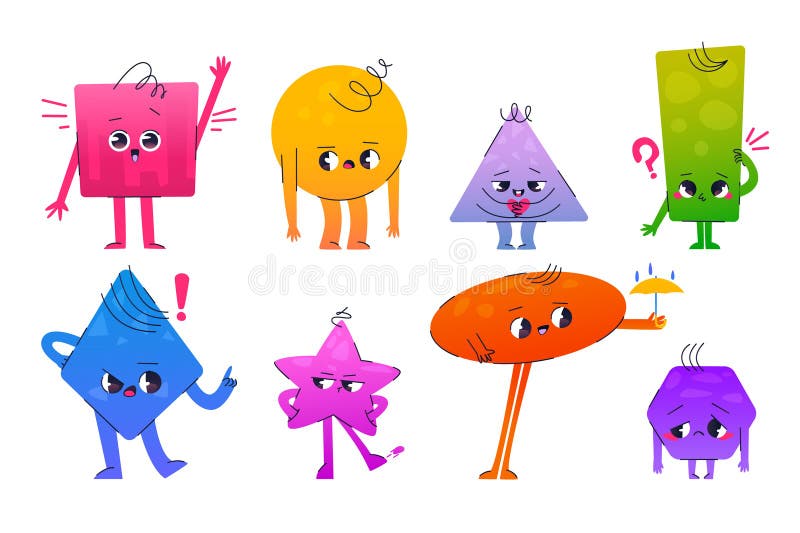 Geometric Shapes Cartoon Faces Rectangle Stock Illustrations – 129 ...