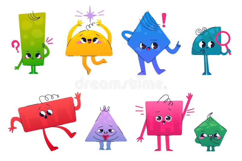 Cute Math Geometric Figure Shape Character Vector Stock Vector ...