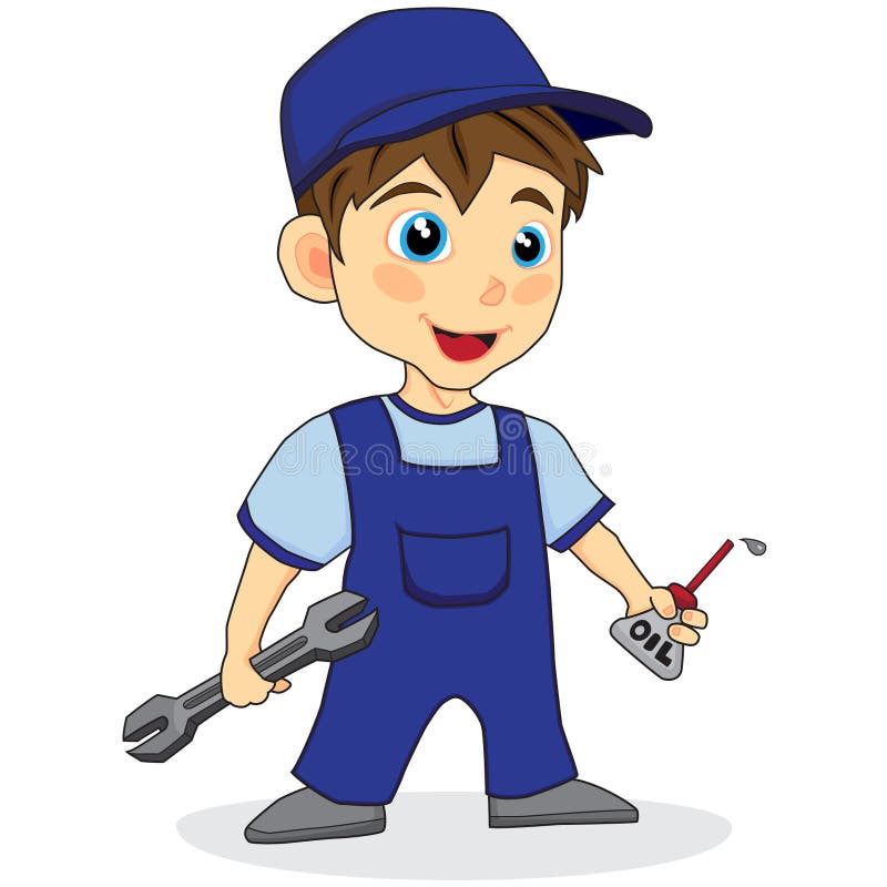 Cute mechanic boy stock vector. Illustration of character - 21333202