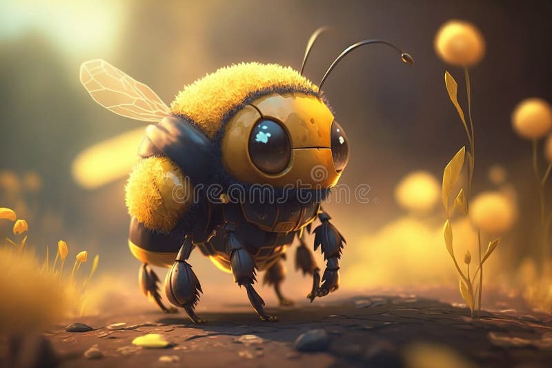 Cute Mechanical Robot Bumblebee Cyborg Stock Illustration ...