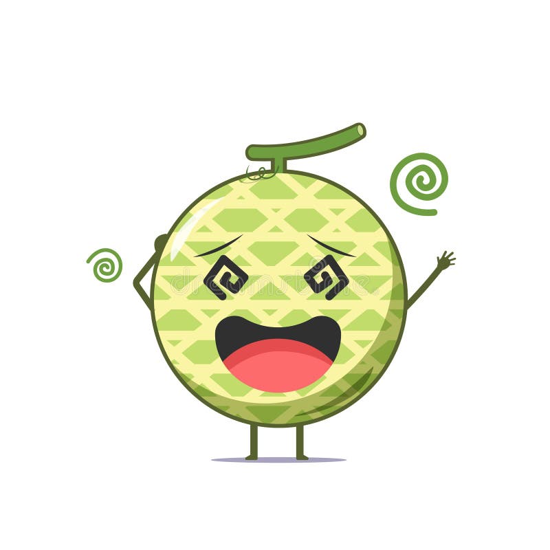 Cute Melon Character Crying Isolated on White Background. Melon ...