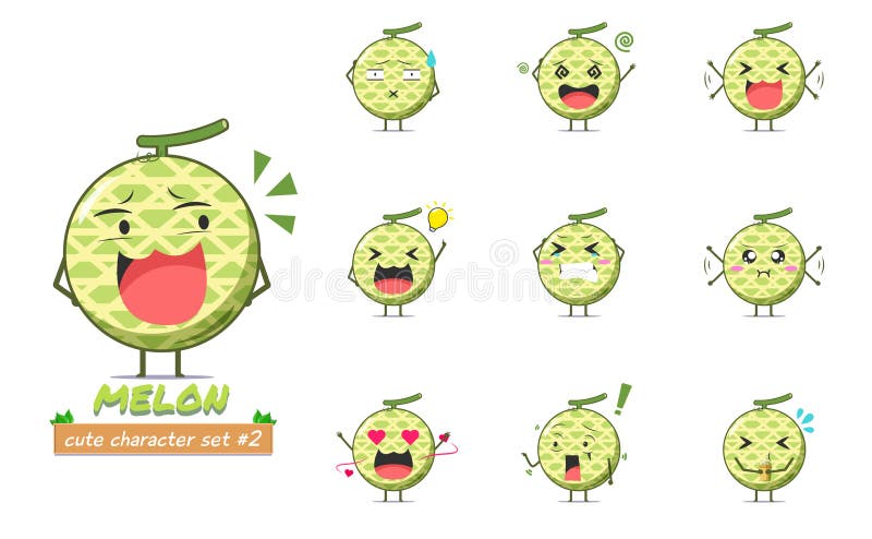 Cute Melon Character Crying Isolated on White Background. Melon ...
