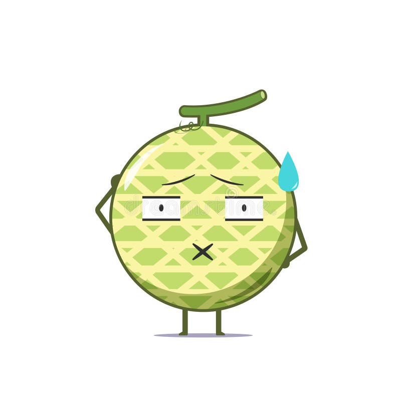 Cute Melon Character Crying Isolated on White Background. Melon ...