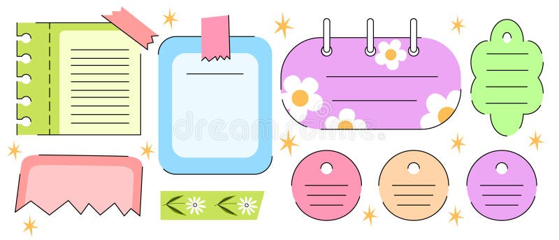 Cute Memo Note Frames Set Isolated on White Stock Vector - Illustration ...
