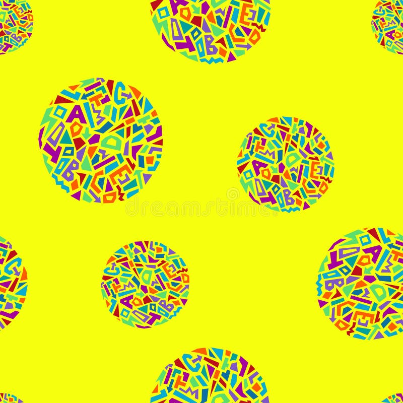 Cute Memphis Style Seamless Geometric Pattern with Circles Stock Vector ...
