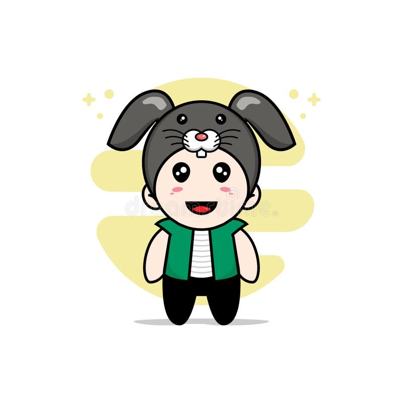 Cute Men Character Wearing Rabbit Costume Stock Vector - Illustration ...