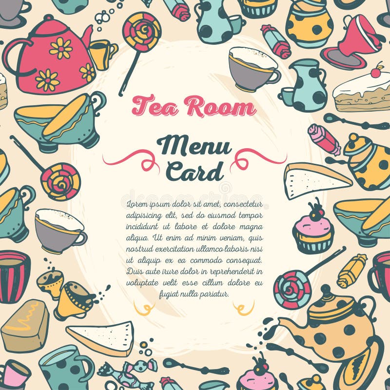 Cute Menu Card for Tea Room Stock Vector - Illustration of border ...