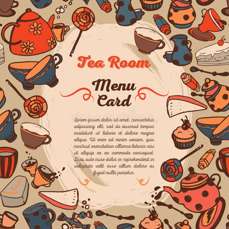 Cute Menu Card for Tea Room Stock Vector - Illustration of birthday ...