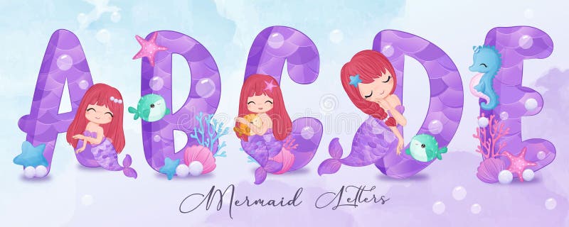 Mermaid Alphabets Stock Illustrations – 16 Mermaid Alphabets Stock ...