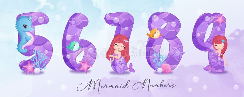 Mermaid Decorative Numbers Stock Illustrations – 6 Mermaid Decorative ...