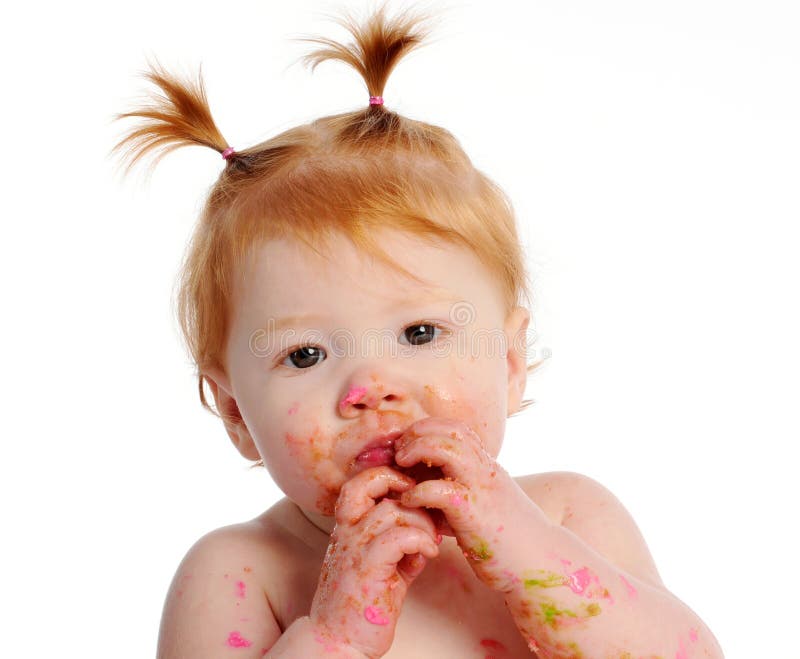 Cute messy baby stock photo. Image of hands, cake, cute - 19435558