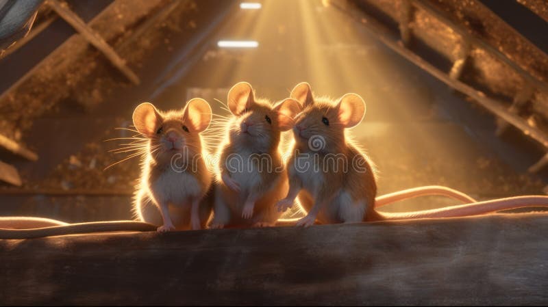 Cute Mice in the Barn on the Farm Stock Illustration - Illustration of ...