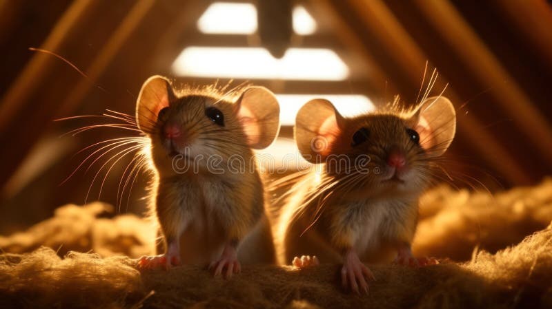 Cute Mice in the Barn on the Farm Stock Illustration - Illustration of ...