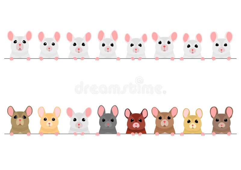 Cute mice border set stock vector. Illustration of vector - 162290071
