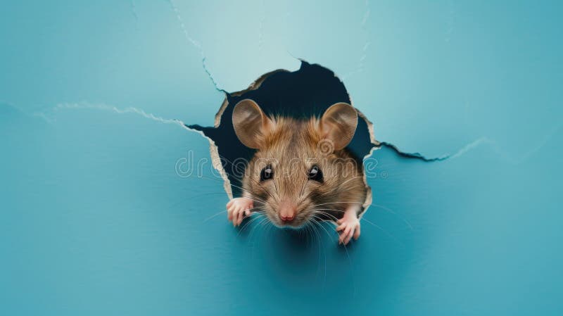 Cute Mice Peeking through a Hole Stock Illustration - Illustration of ...
