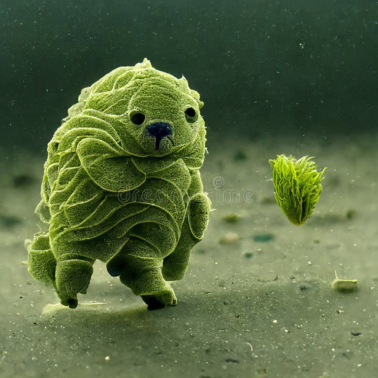 A Cute Microscopic Tardigrade Going for a Stroll through Some Algae ...
