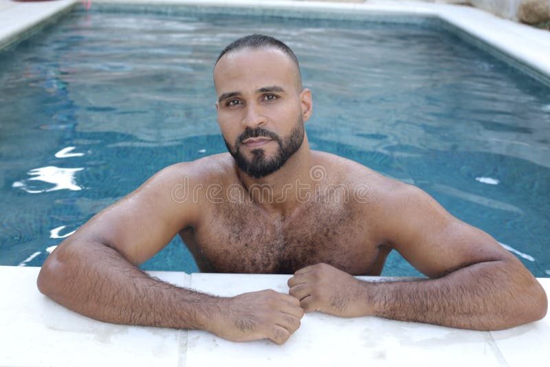 Cute Middle Eastern Man Swimming Pool Stock Image - Image of model ...