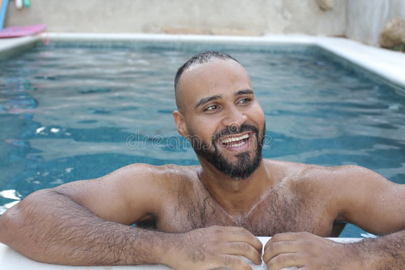 Cute Middle Eastern Man Swimming Pool Stock Photo - Image of healthy ...
