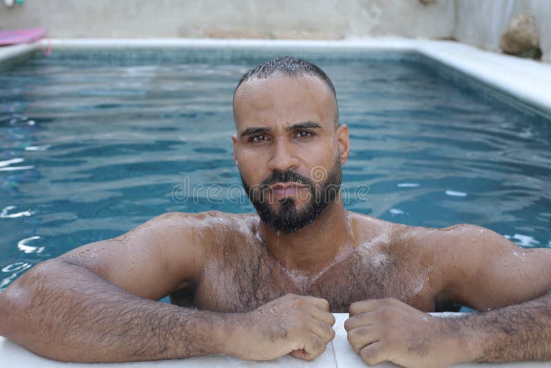Cute Middle Eastern Man Swimming Pool Stock Photo - Image of eastern ...