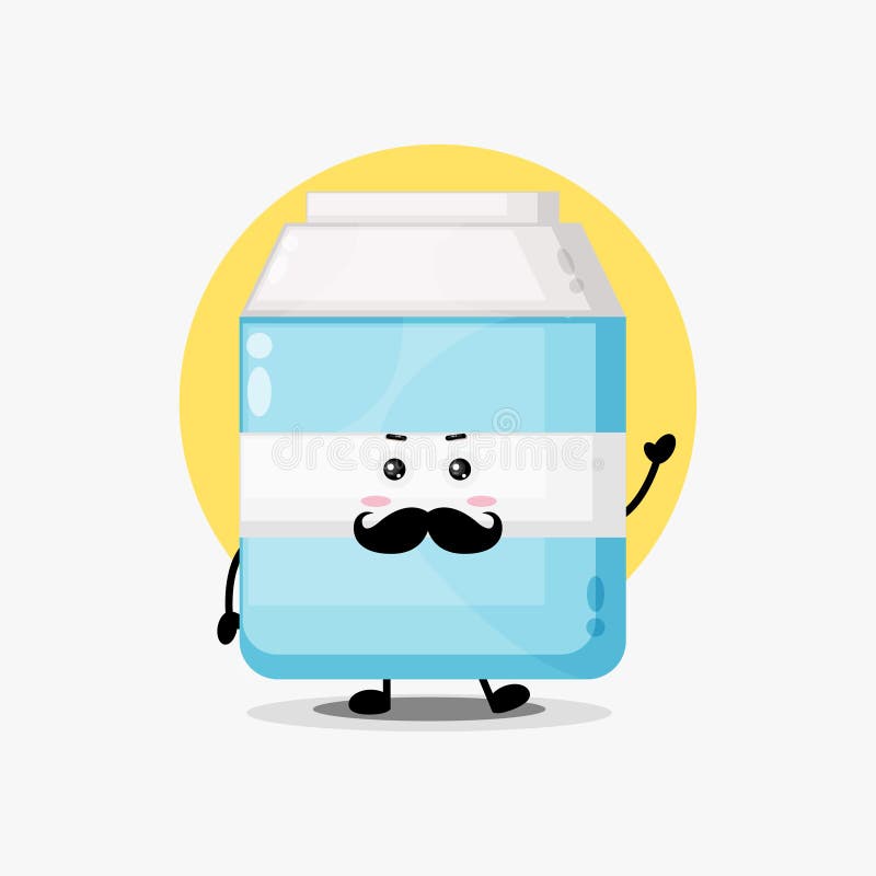 Cute Milk Character with Mustache Stock Vector - Illustration of milky ...