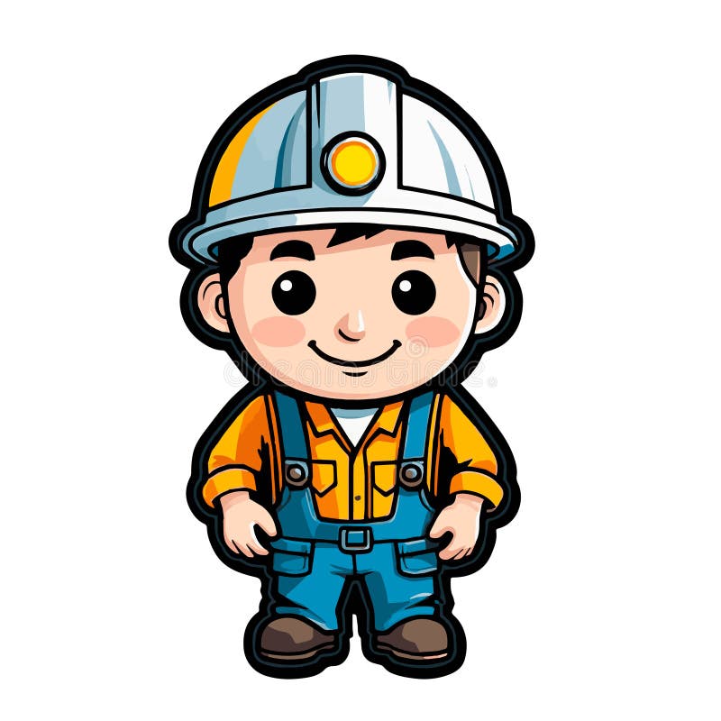 Cute Mine Worker in Professional Uniform, Cartoon Character on White ...