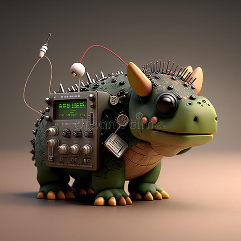 Cute Mini Electronic Engineer Dino 3d Stock Illustration - Illustration ...